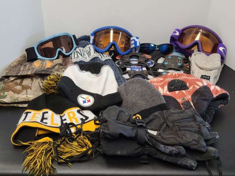 2) Oakley Ski Goggles, Ski Goggles, Stocking Caps, Gloves, Snow Tracks ...