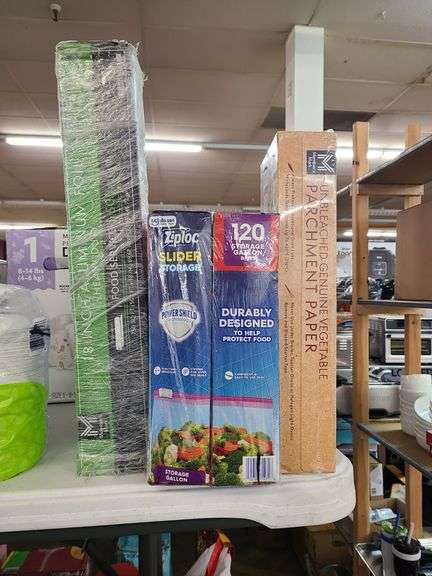 1) 18in Aluminum Foil, 1) Ziploc Storage Gallon Bags, 1) Unbleached ...