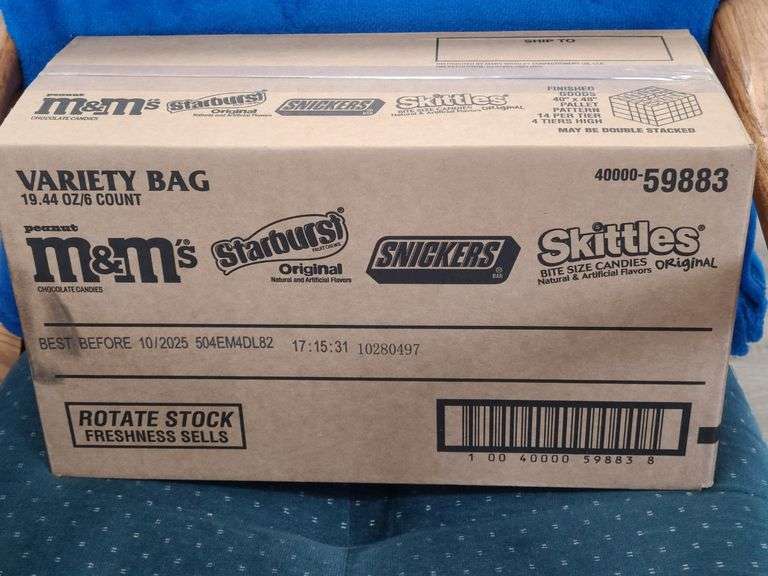 1) Box with Six Party Size Bags of Fun Size Candy Bars - Prime Time ...