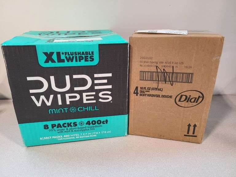 XL Dude Wipes, Dial Body Wash - Prime Time Auctions, Inc.