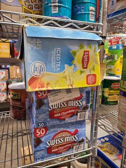 2) Swiss Miss 50pk Hot Chocolate, 1) Lipton Iced Tea Gallon Bags ...
