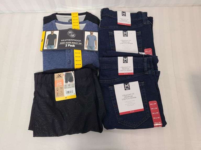 2) Straight Fit Premium Stretch Denim Jeans, 1) 2pk Weatherproof Short ...