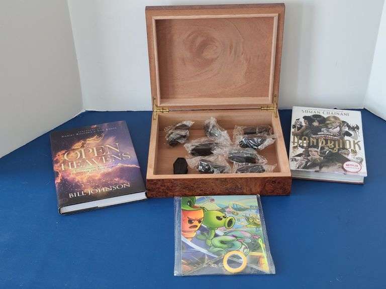 Wooden Box, Books, Miniature Coffins, Banner - Prime Time Auctions, Inc.