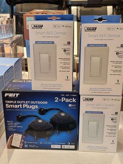 Feit Triple Outlet Outdoor Smart Plugs, 3) Smart WiFi Dimmer Switches ...