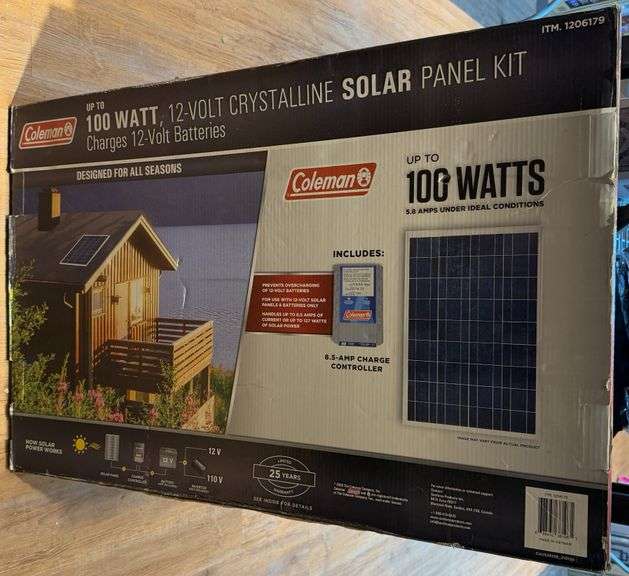 Coleman 100 Watt Solar Panel Kit - Prime Time Auctions, Inc.