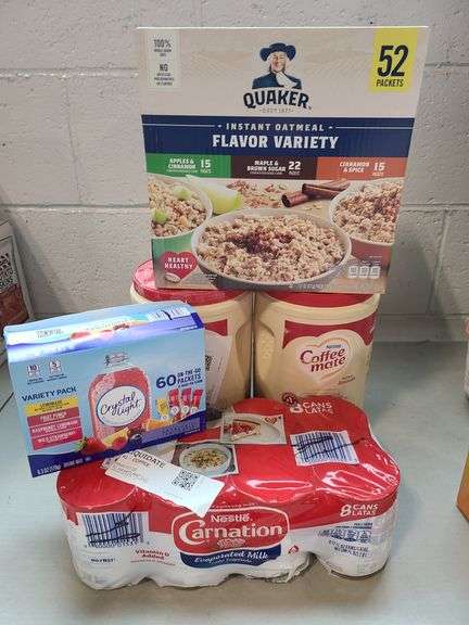 2) Coffee Mate Creamer, Instant Oatmeal, Crystal Light, Evaporated Milk ...