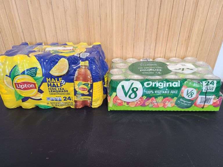 Case of Lipton Half and Half Iced Tea and Lemonade, Case of V8 Original ...