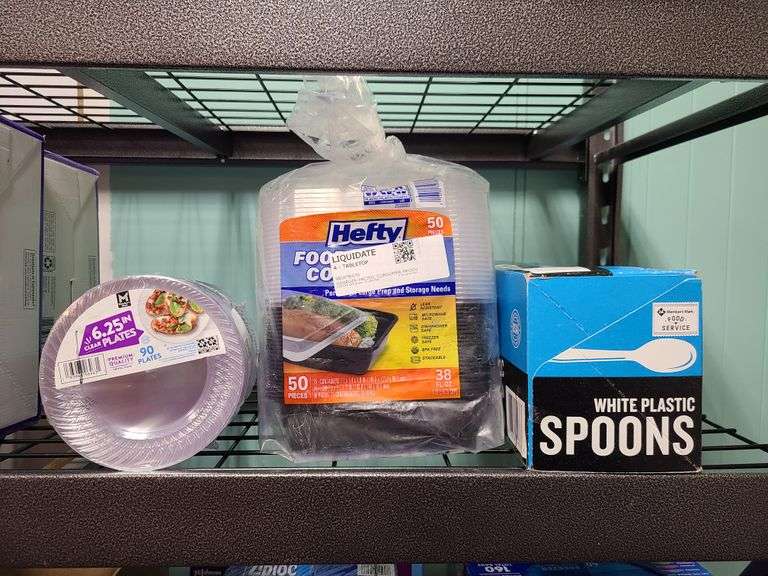 Hefty storage Containers, White Plastic Spoons, Clear Plates - Prime ...