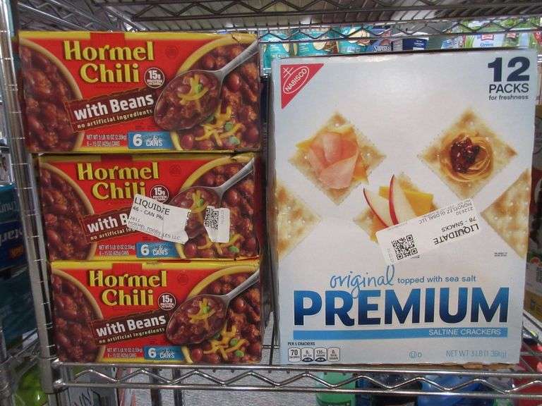 3) Hormel Chili, 1) Premium Crackers - Prime Time Auctions, Inc.