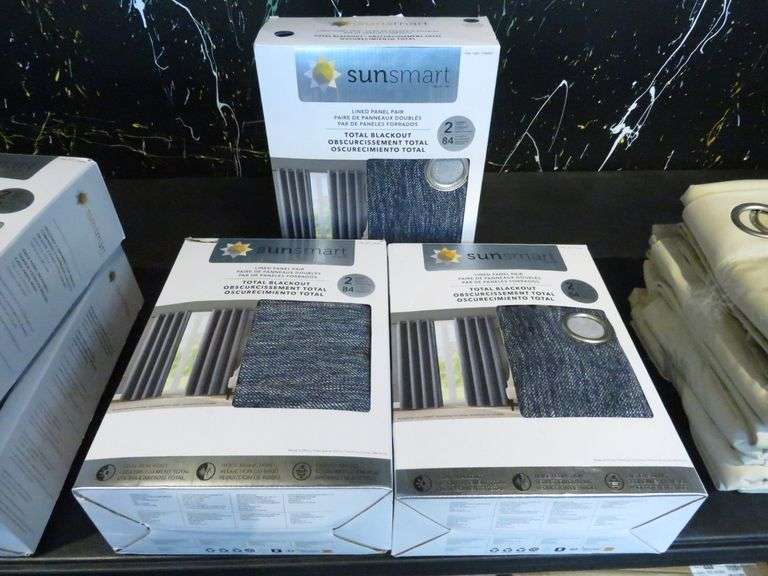 3) Sunsmart Lined Panel Pair Total Blackout Curtains - Prime Time ...