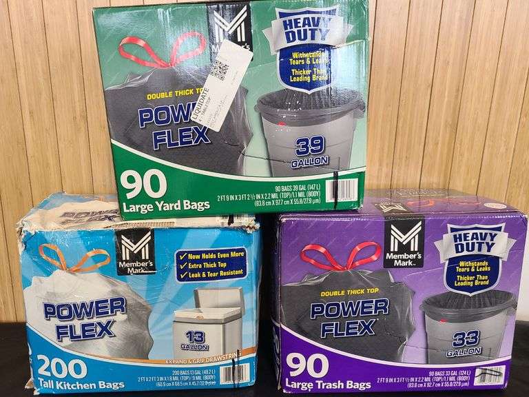 Black Heavy Duty Power Flex Large Yard Bags, White Power Flex Tall ...