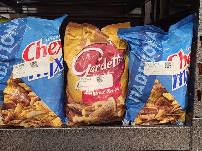 2) Chex Mix, 1) Gardetto's - Prime Time Auctions, Inc.