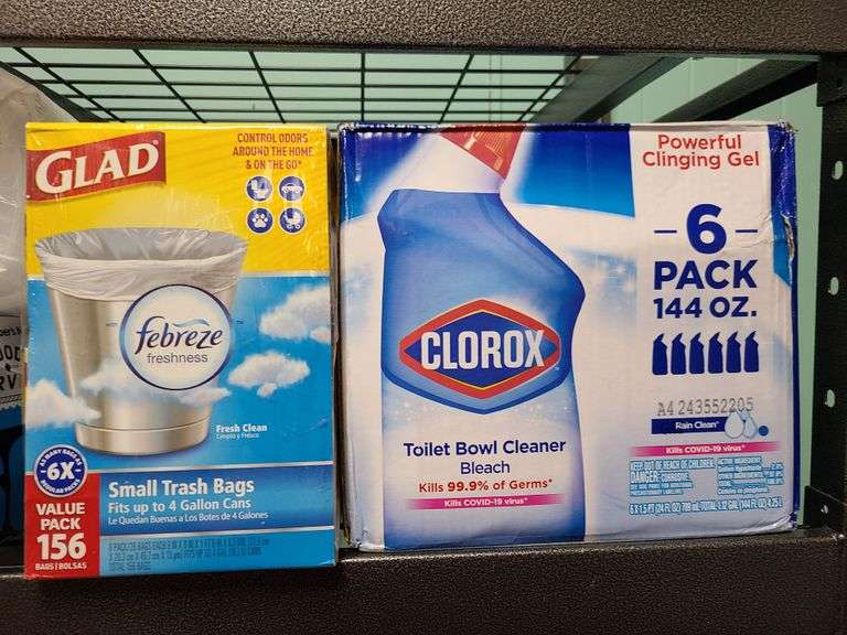 Clorox Toilet Bowl Cleaner, Glad Small Trash Bags - Prime Time Auctions ...