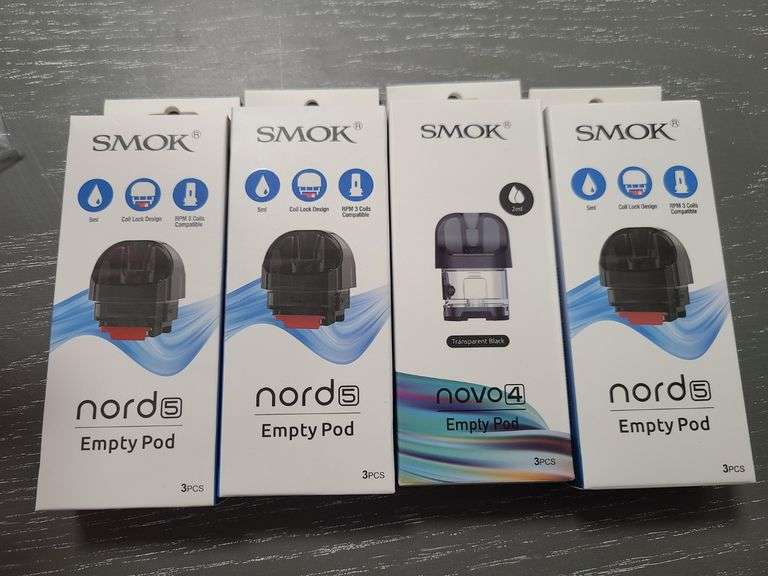 3) Smok Nord 5 Empty Pods, Smok Novo 4 Empty Pod - Prime Time Auctions ...
