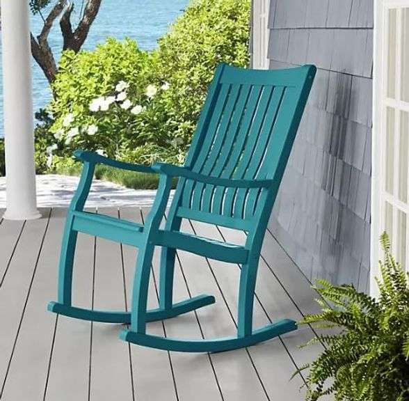 Teal Hardwood Painted Porch Rocker - Prime Time Auctions, Inc.