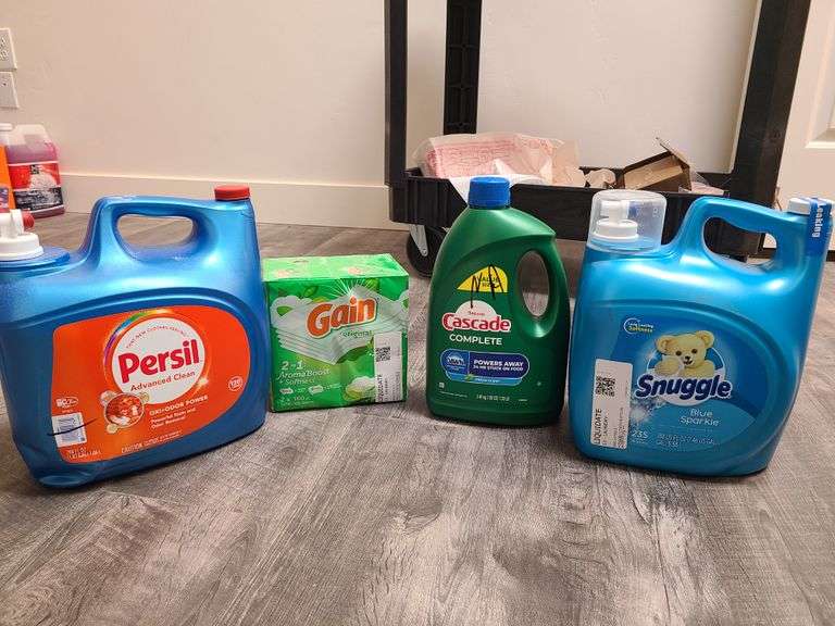 1) Persil Laundry Soap, 1) Gain Laundry Sheets, 1) Cascade Dishwasher ...