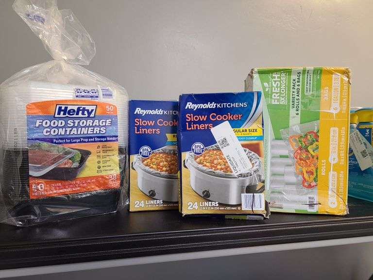 1) Hefty Food Storage Containers, 2) Reynolds Slow Cooker Liners, 1 ...