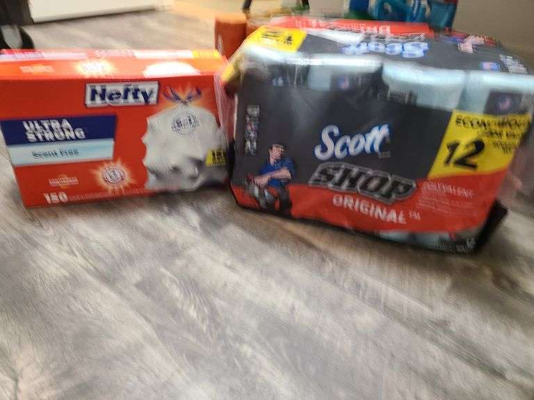 1) Hefty Trash Bags, 1) Scott Shop Paper Towels - Prime Time Auctions, Inc.