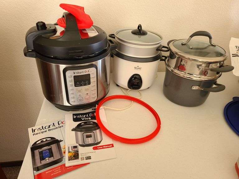 Insta Pot Pressure Cooker, Rival Rice Cooker, Stock Pot with Steamer ...