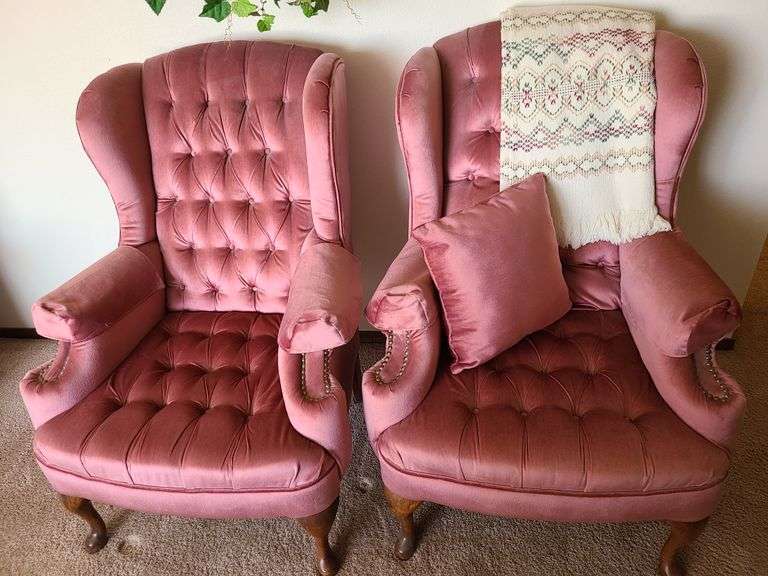 2) Wingback Arm Chairs, Throw Blanket - Prime Time Auctions, Inc.