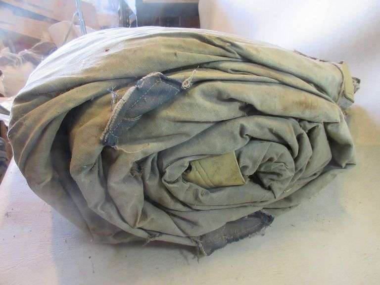 Large Canvas Tarp Tent with Poles - Prime Time Auctions, Inc.