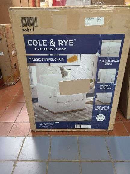 Cole & Rye Fabric Swivel Chair - Prime Time Auctions, Inc.