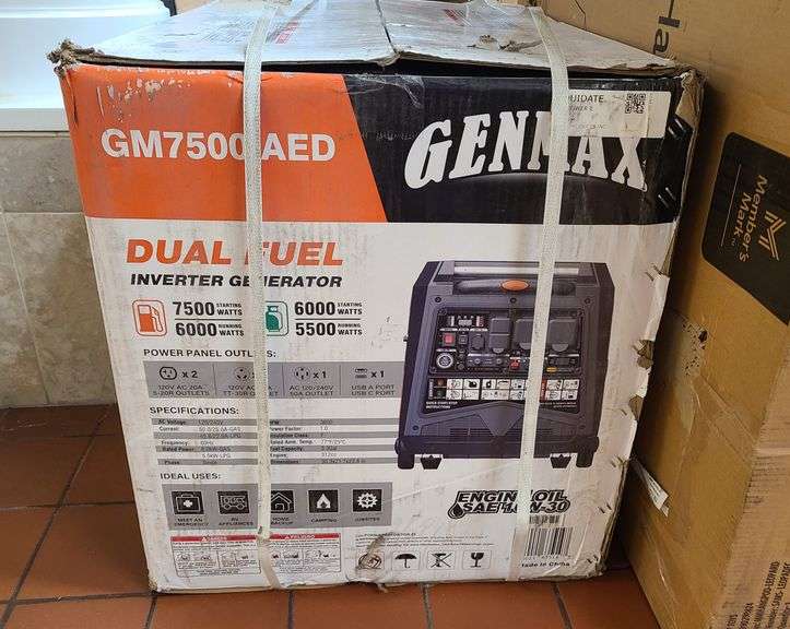 Genmax Dual Fuel Inverter Generator GM7500iAED - Prime Time Auctions, Inc.