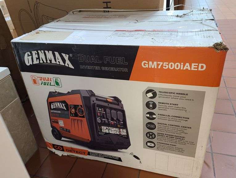Genmax Dual Fuel Inverter Generator GM7500iAED - Prime Time Auctions, Inc.