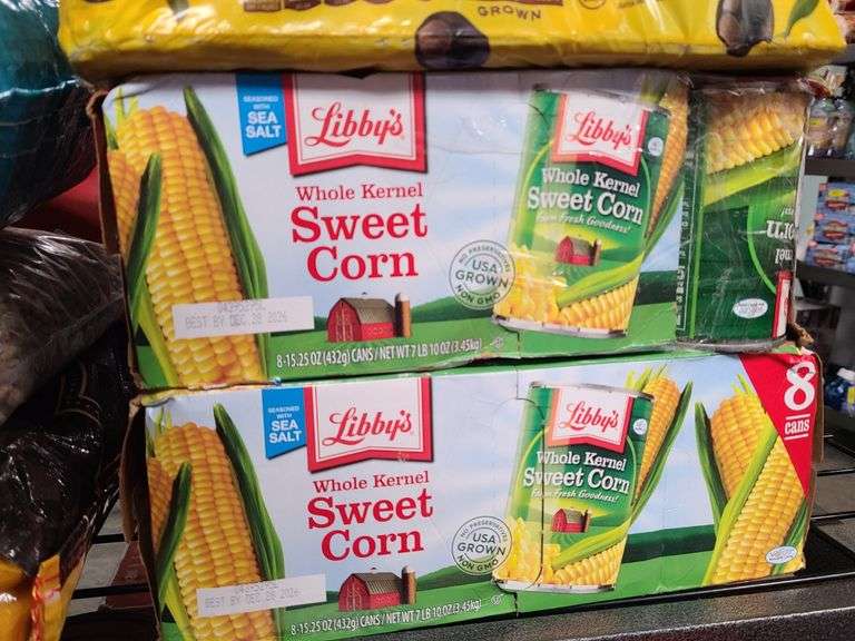 2) 8pk Libby's Sweet Corn, 1) Pearls Extra Large Olives, 1) 12pk ...