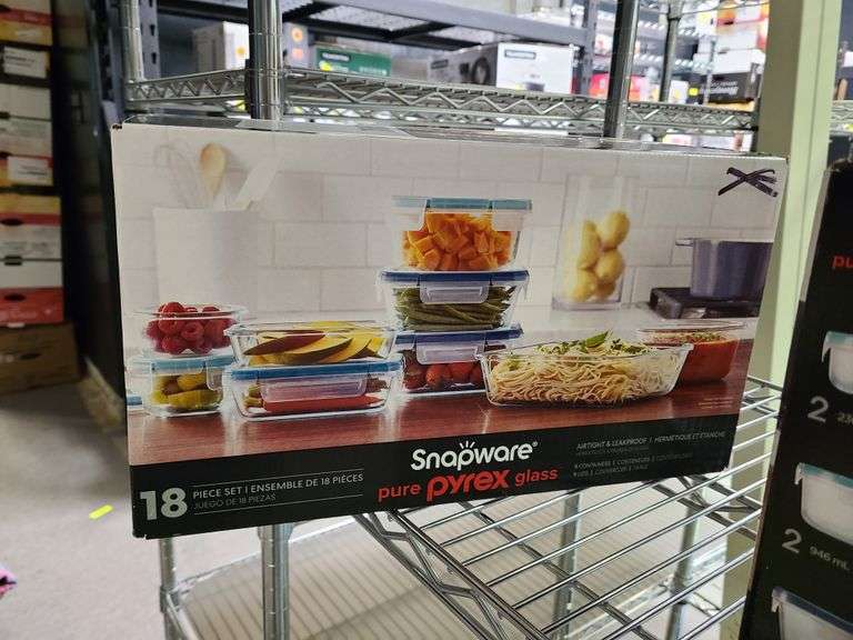 Snapware Pyrex Glass Food Storage Container 18pc - Prime Time Auctions ...