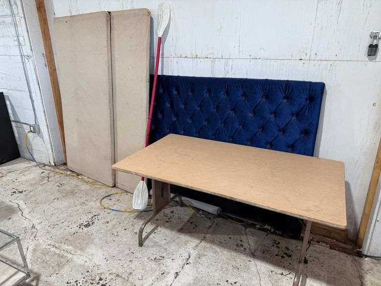 Table, Blue Velvet Panel, 2 Panels - Prime Time Auctions, Inc.