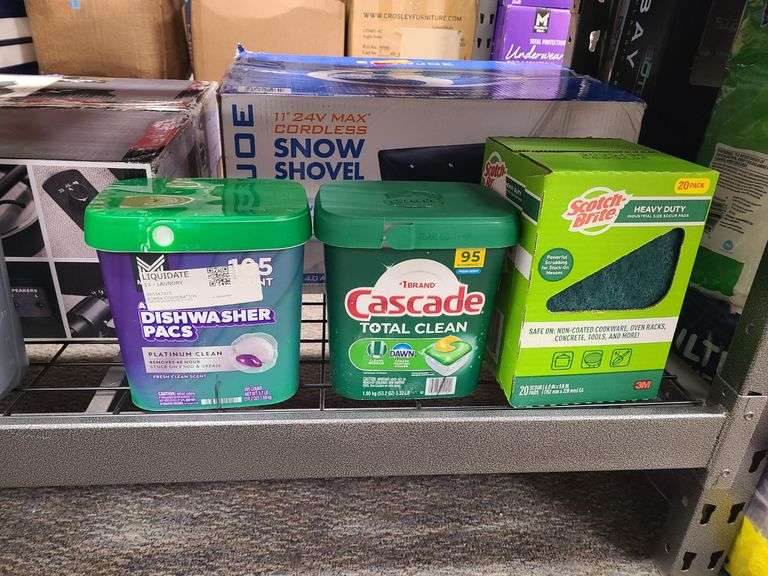 1) Dishwasher Pacs, 1) Cascade Dishwasher Pacs, 1) Scotch-Brite Scour ...