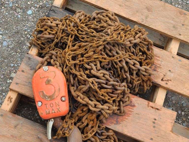 Manual Hoist Chain Fall Long Chain, 3-Ton Max - Prime Time Auctions, Inc.