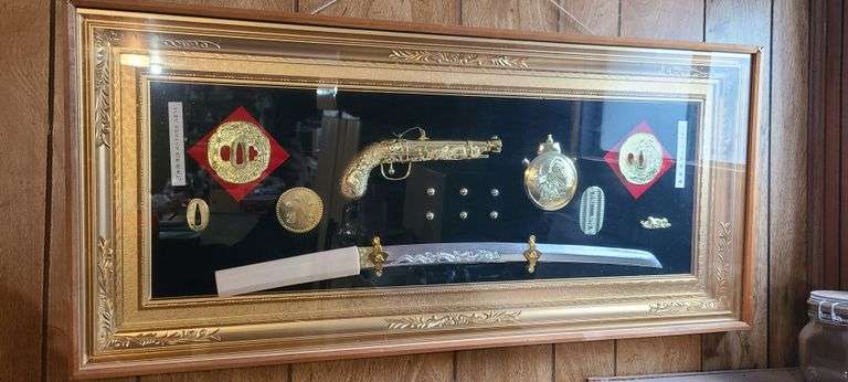 Japanese Sword Coin and Pistol Shadow Box Display - Prime Time Auctions ...