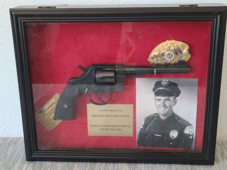 Colt Revolver Made by Richard M. Strom, Shadow Box, Police Badge ...