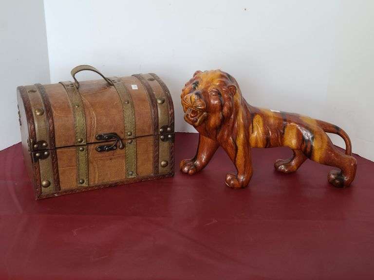 Lion Figurine, Wooden Chest, Toys - Prime Time Auctions, Inc.