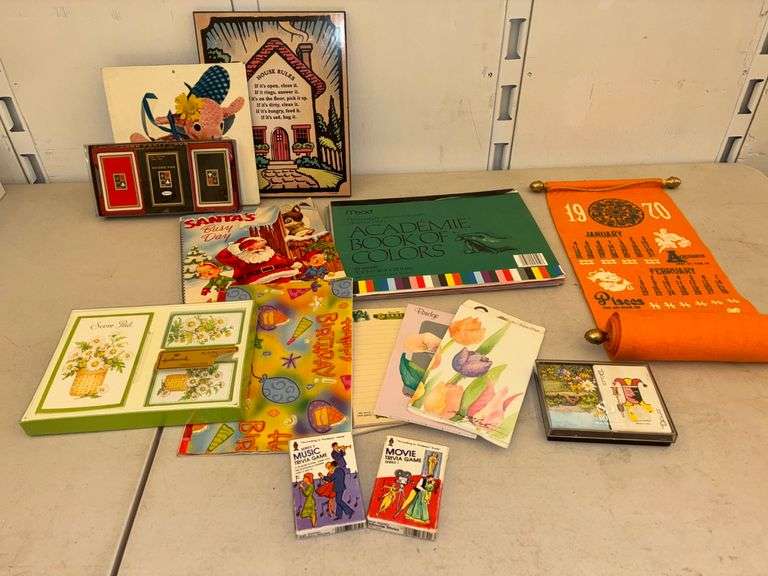 1970's Zodiac Calendar, Book of Drawing Paper, 2) Signs, Playing Cards ...