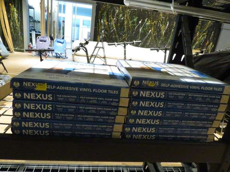 Nexus Self-Adhesive Vinyl Floor Tiles - Prime Time Auctions, Inc.