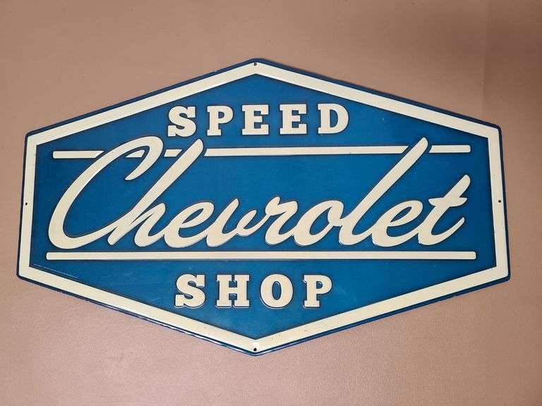 "Speed Chevrolet Shop" Metal Sign - Prime Time Auctions, Inc.