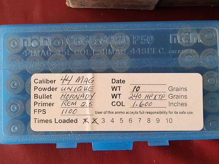 2) 44 MAG Ammo, 3) Hornady 44 Mag Ammo, Plano Ammo Field Box - Prime ...