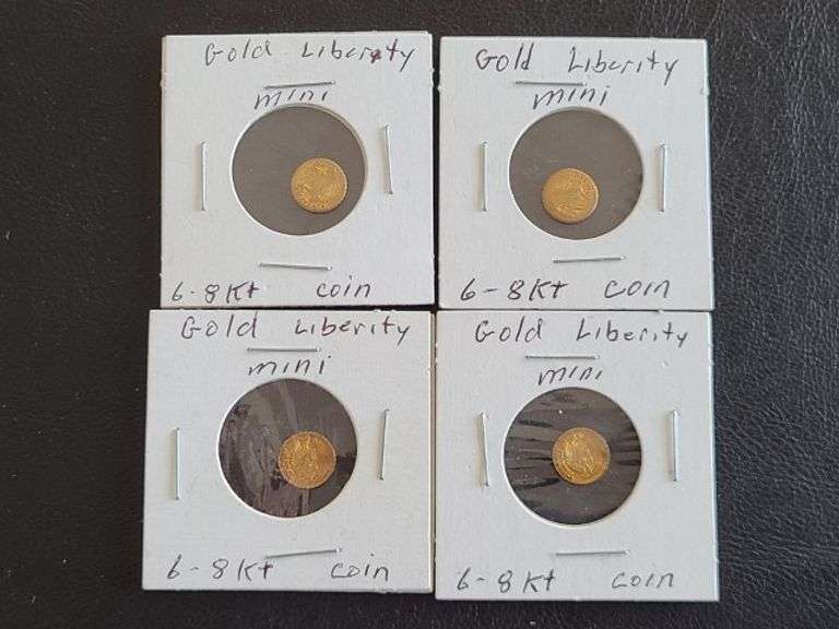 4) Mini Gold Liberty Coins 6-8kt - Prime Time Auctions, Inc.