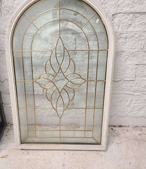 Arched Brass Ornate Design Double Pane Window - Prime Time Auctions, Inc.
