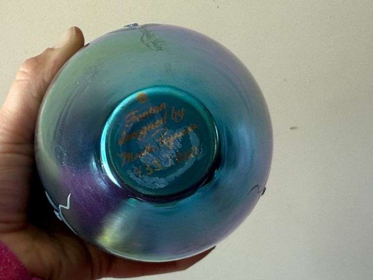 Fenton Favrene Decorated Amphora Vase with Stand, Fenton 1997 ...