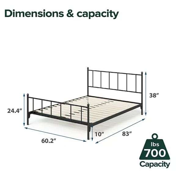 Queen Zinus Night Therapy Henry 38” Metal Platform Bed Frame - Prime ...