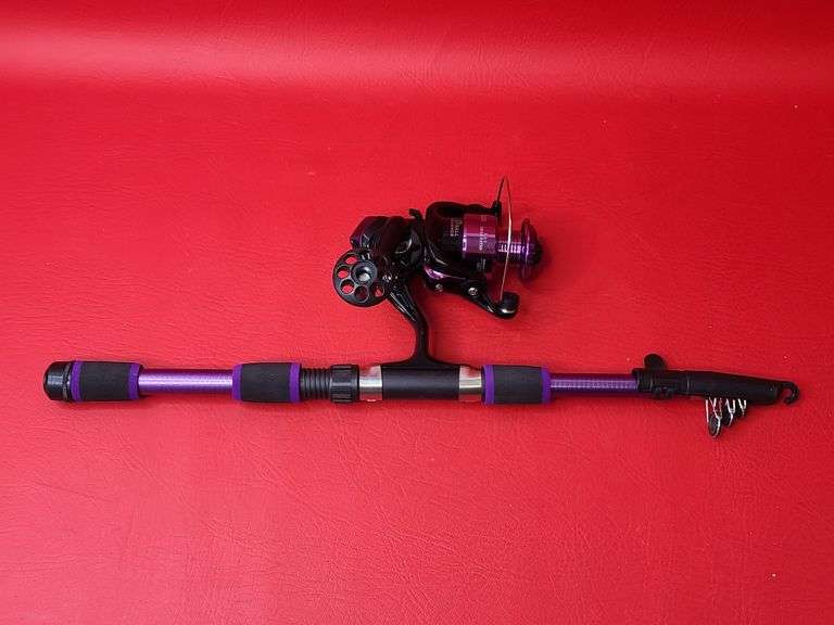 Telescoping Fishing Rod with Reel, Purple - Prime Time Auctions, Inc.