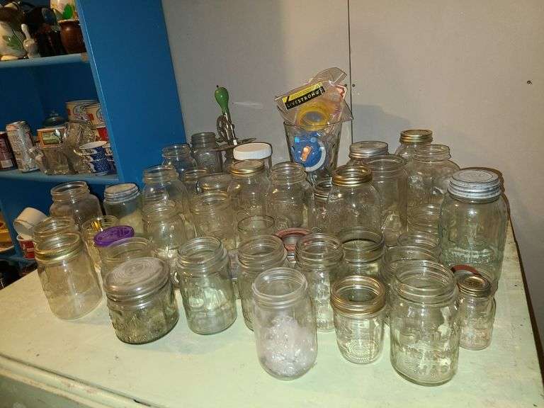43) Mason Jars and Assorted Lids and Caps - Prime Time Auctions, Inc.