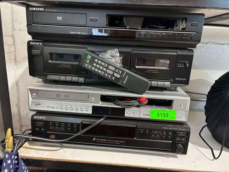 Samsung DVD Player, Sony Tape Deck, JVC VHS/DVD Player, Sony CD Changer ...