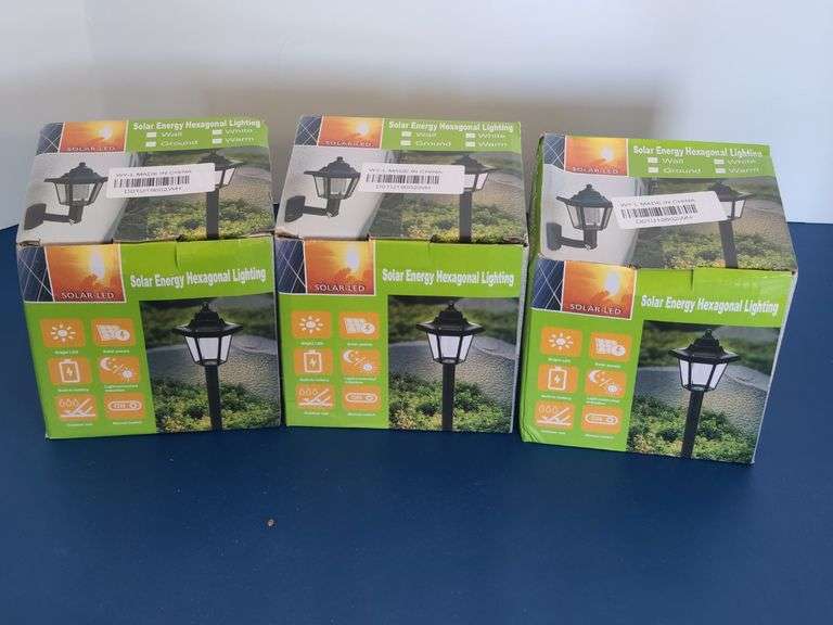3) Solar Energy Hexagonal Lighting - Prime Time Auctions, Inc.
