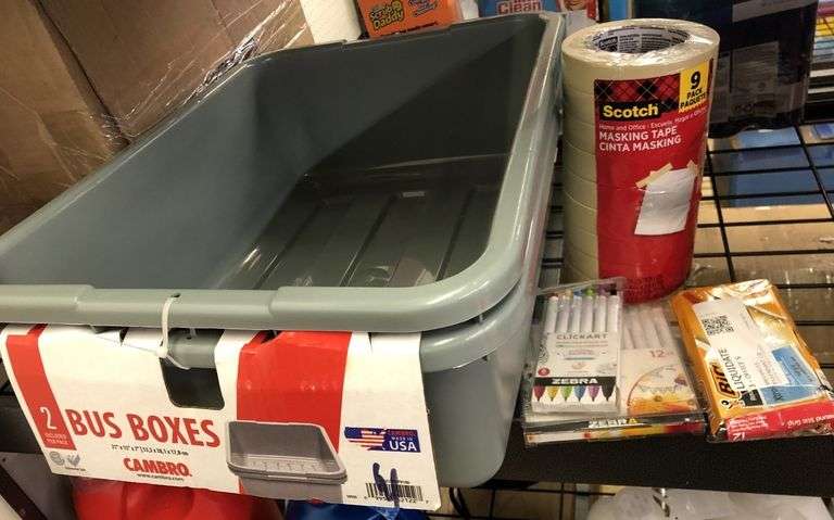 Bus Boxes 2pk, Scotch Masking Tape, Bic Pens, 2) Zebra Retractable ...