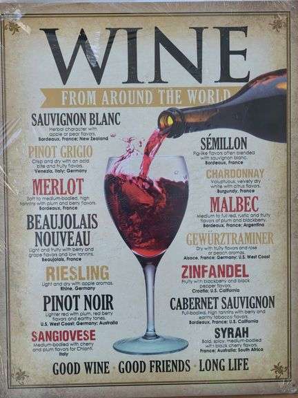 Bamboo Wine Rack, Wine Tin Sign - Prime Time Auctions, Inc.